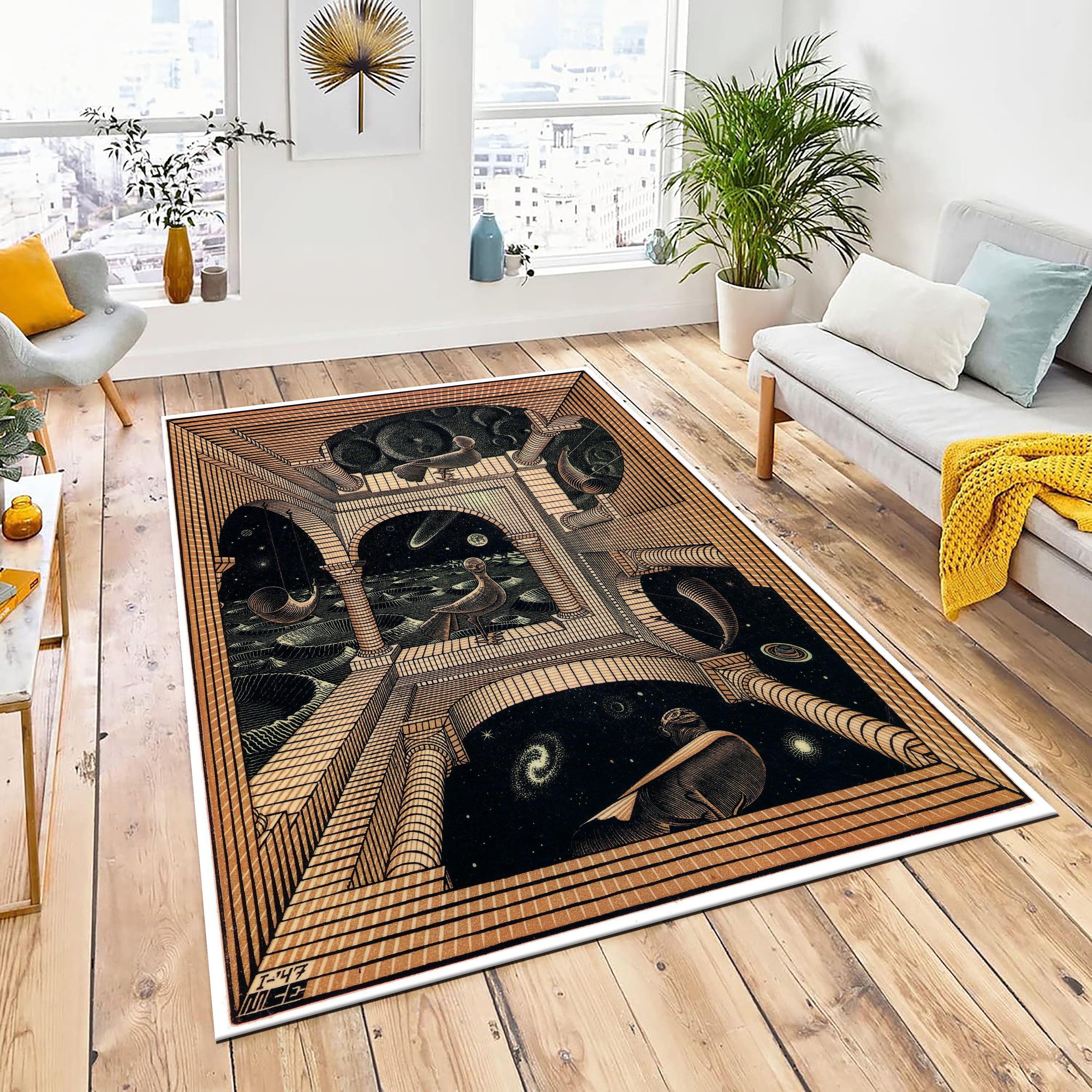 Escher Art Rug, Art Rug, Illustration Rug, Architectural Rug ...