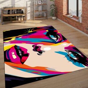 Colorful Women Rug, Pop Art Area Mat, Lip Rug, Girls Room Rug ...