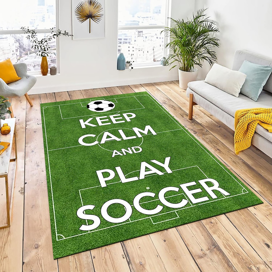 Green Soccer Field, Football Field Gridiron, Sport Rug, Keep Calm ...