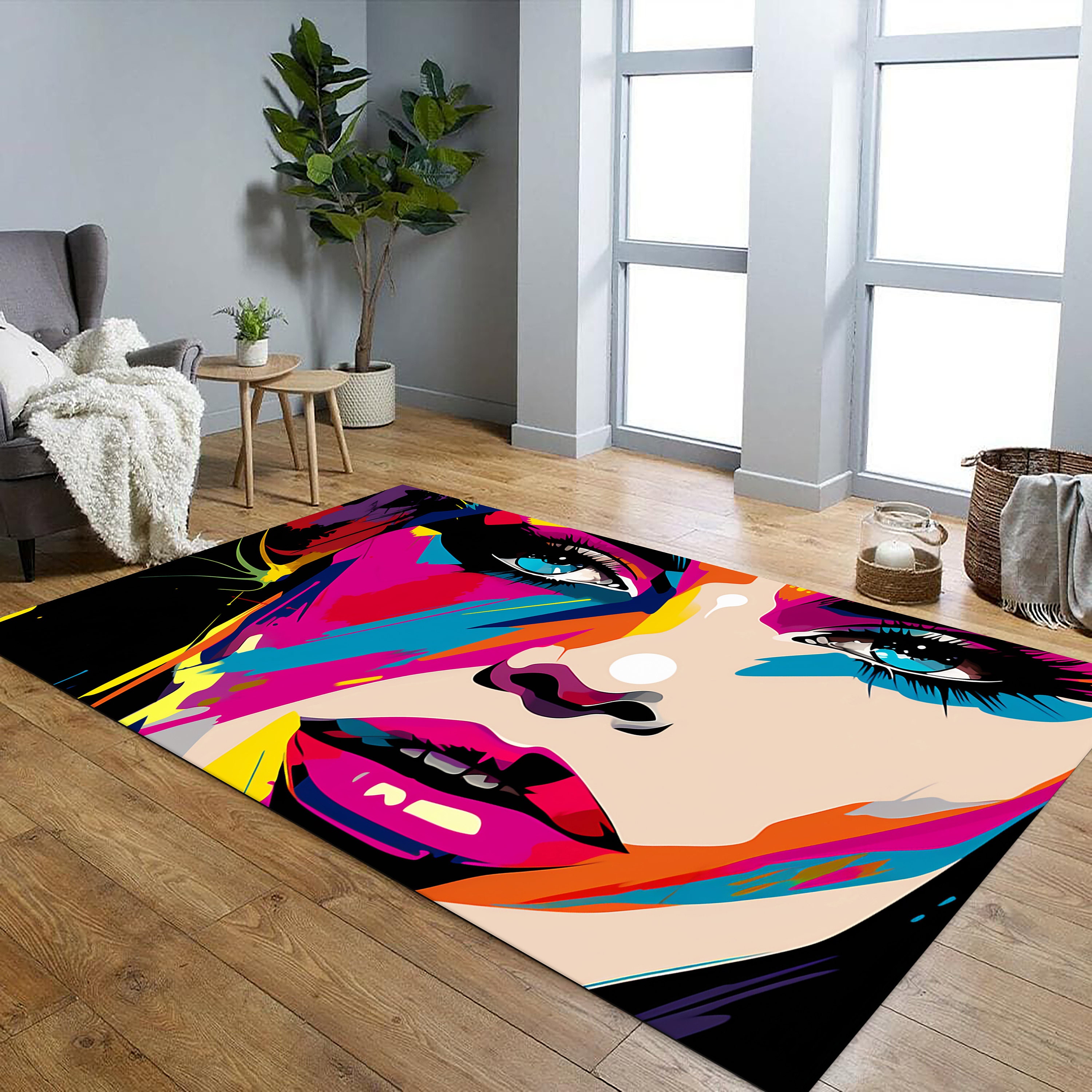 Colorful Women Rug Pop Art Area Mat Lip Rug Girls Room Rug - Etsy