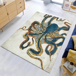 Octopus Rug, Animal Rug, Patterned Printing Rug, Patterned Rug, Modern ...