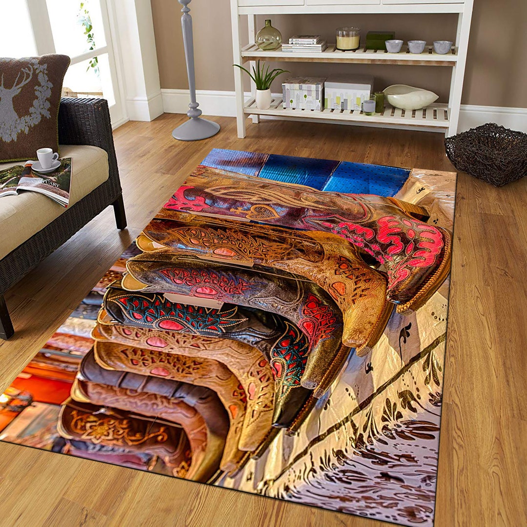 Cowboy Boots Rug, Living Room Rug, Area Carpet, Cowboy Carpet, Custom ...