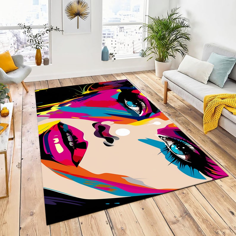 Colorful Women Rug Pop Art Area Mat Lip Rug Girls Room Rug - Etsy