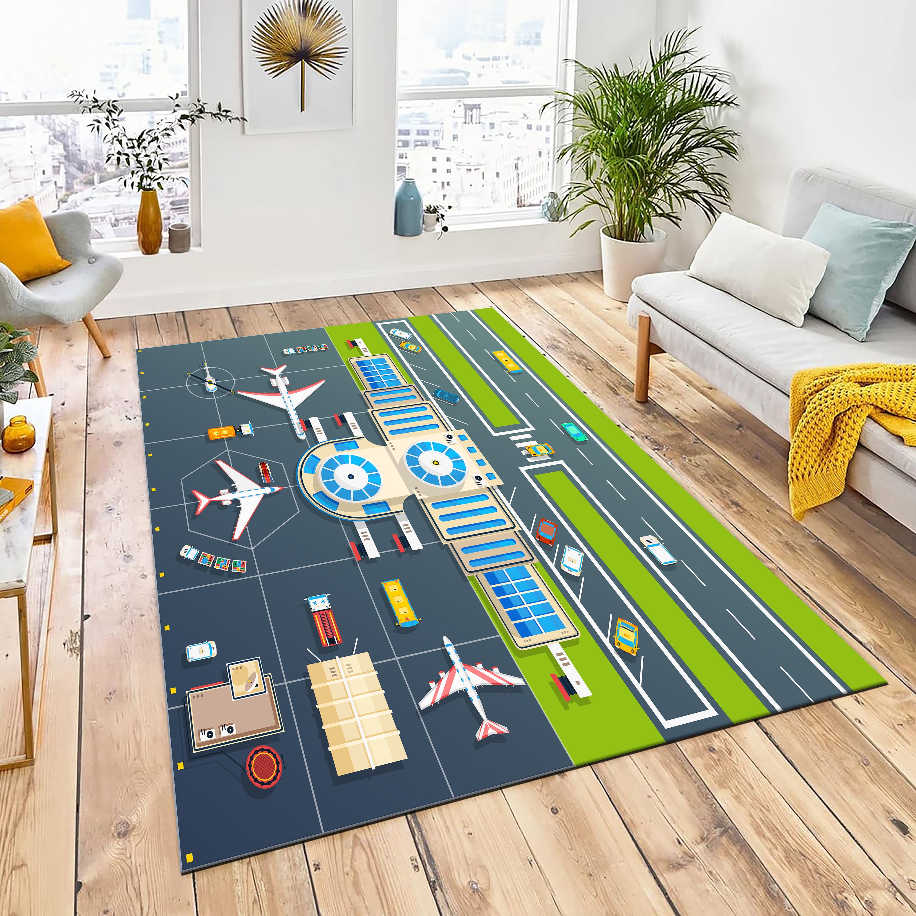 Runway Rug, Airport Decor Rug, Plane Rug, Apron Rug, Kids Room Mat ...