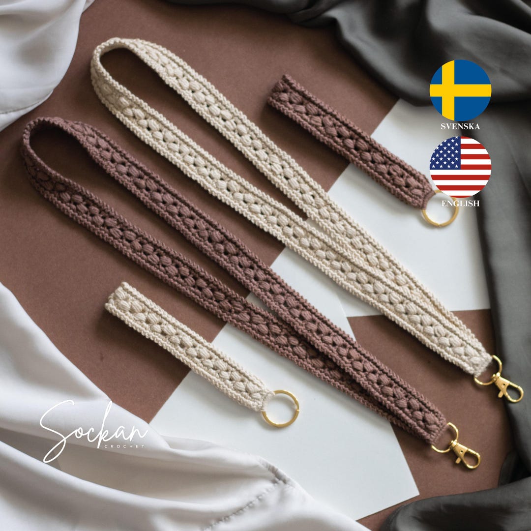 Crochet Keychain Pattern, Wristlet, Keyring, Lanyard, Strap - Easy Step ...