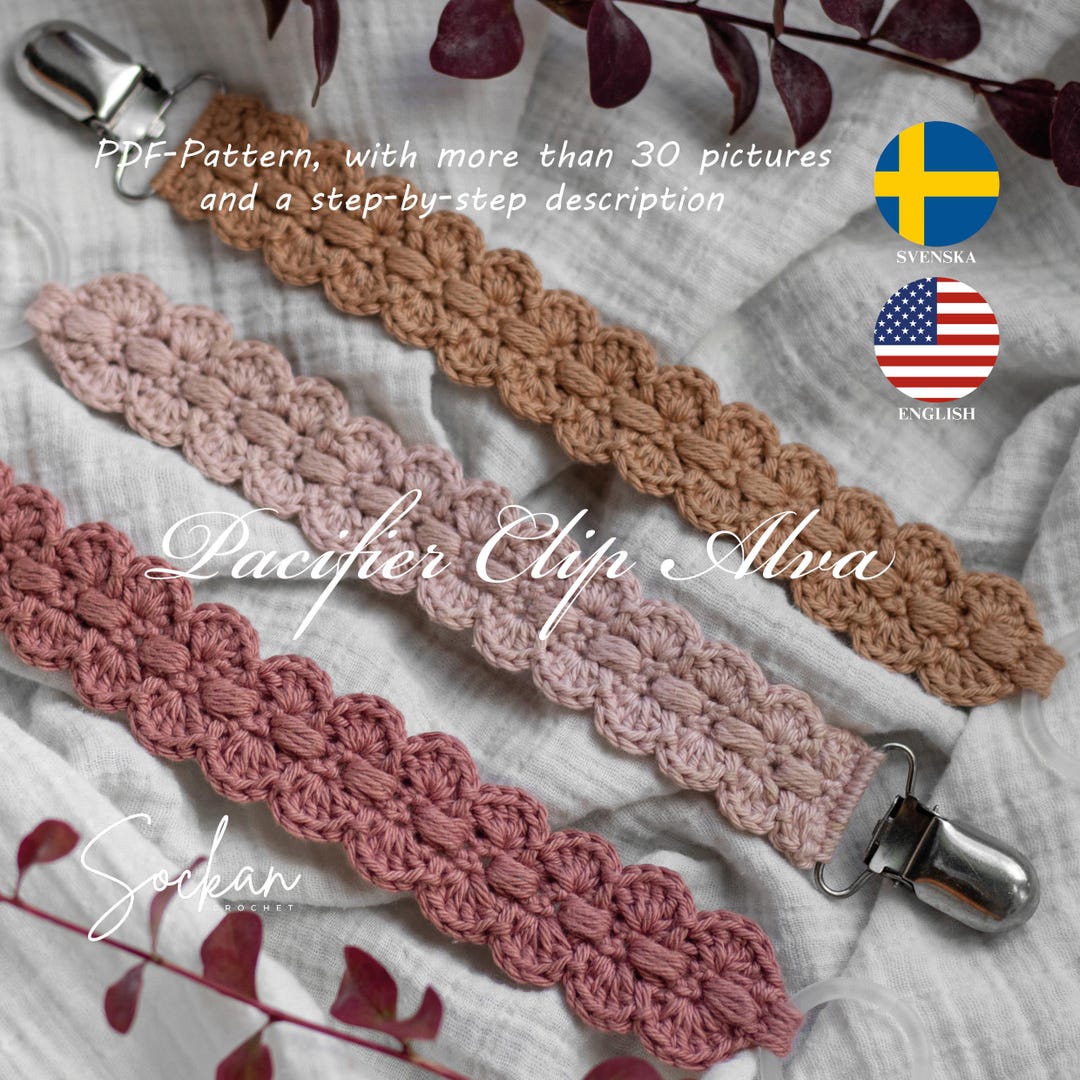 Cute Pacifier Clip, Dummy Clip, Pacifier Holder, Crochet Pattern, DIY ...