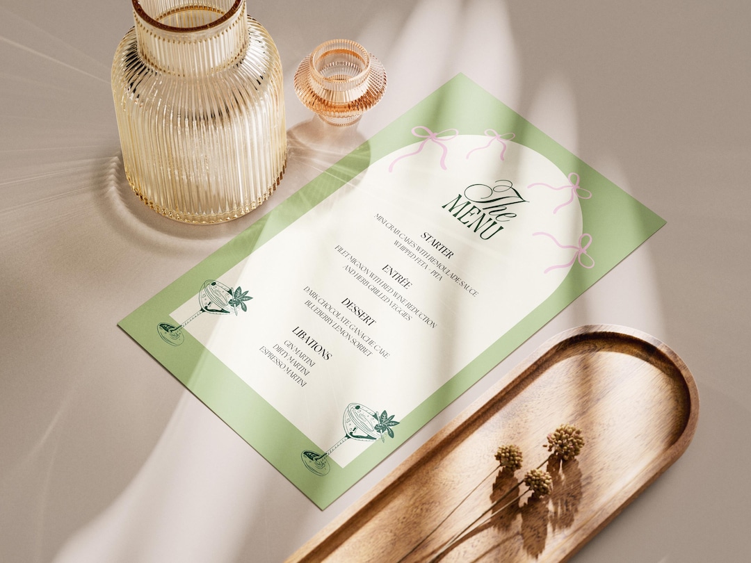 Editable Menu Card – Canva Template – Printable Event Menu, Wedding ...
