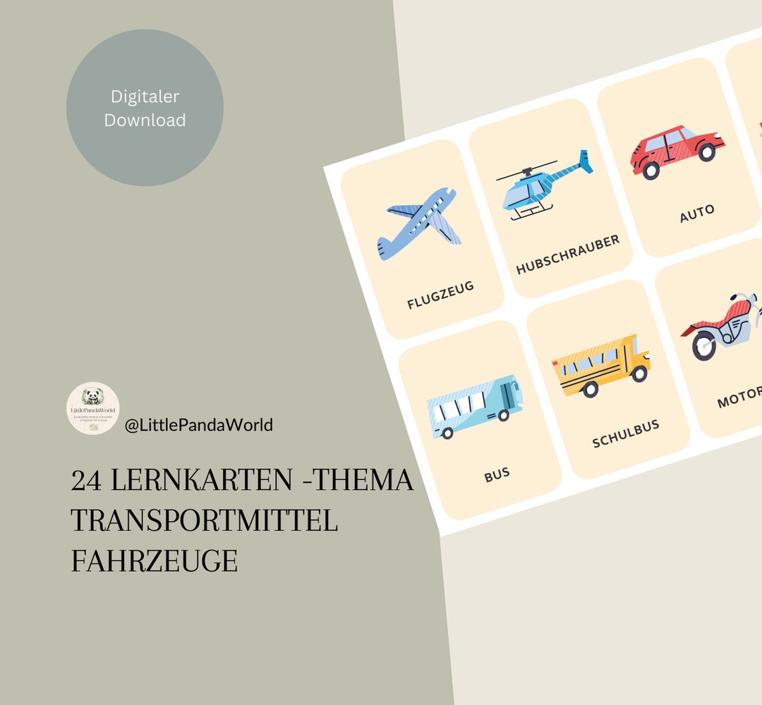 24 Flash Cards Means of Transport Vehicles Montessori - Etsy