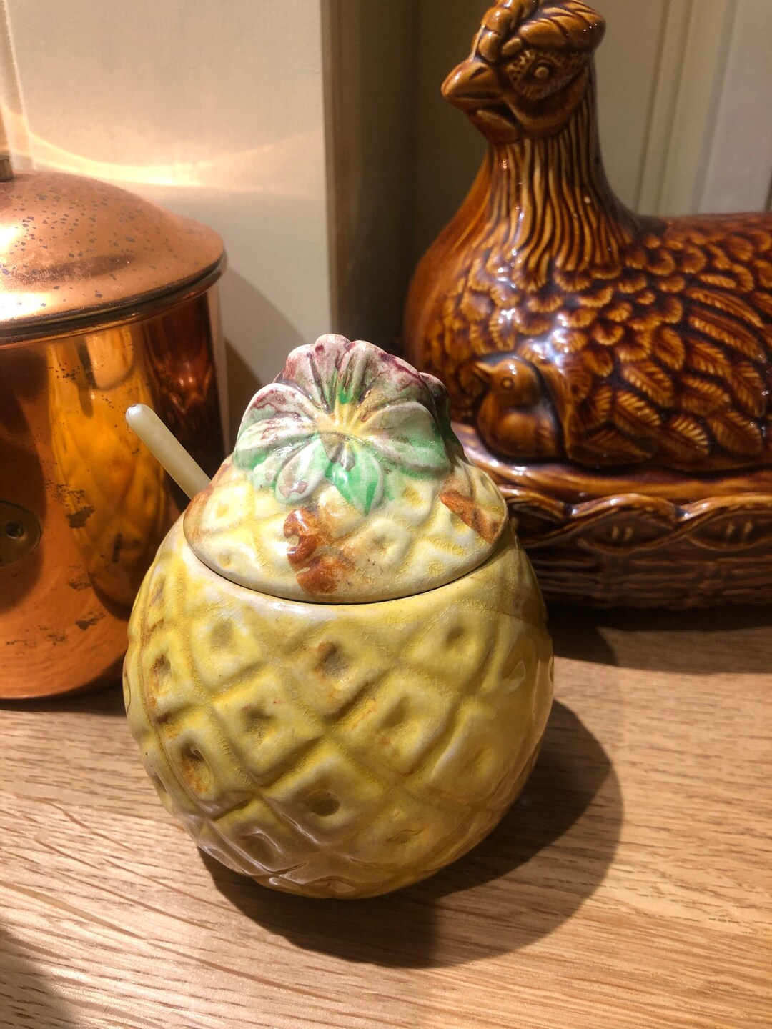 Vintage Art Deco Wade England Hand Painted Porcelain Pineapple Honey ...