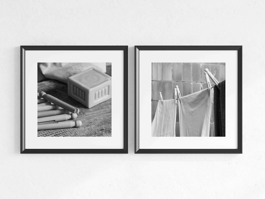 Set of 2 Prints Laundry Room Decor, Hanging Laundry Photo, Printable ...