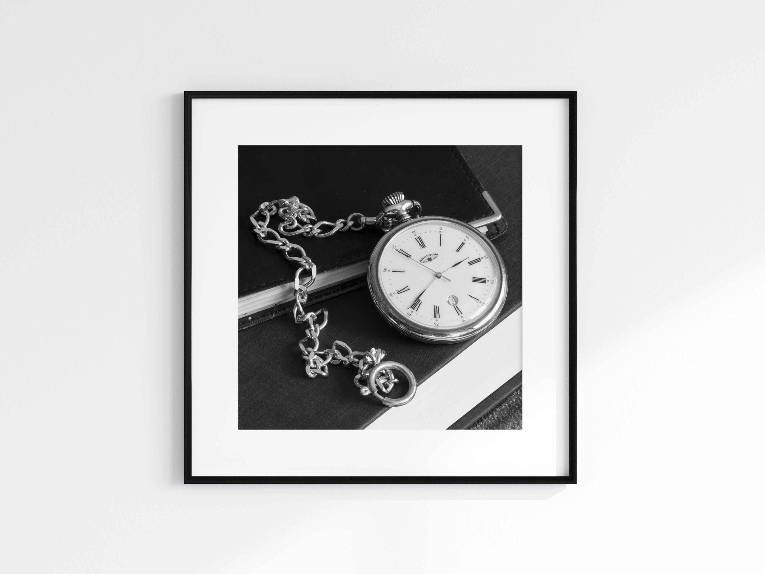 Black and White Vintage Pocket Watch Print, Digital Download, Printable ...