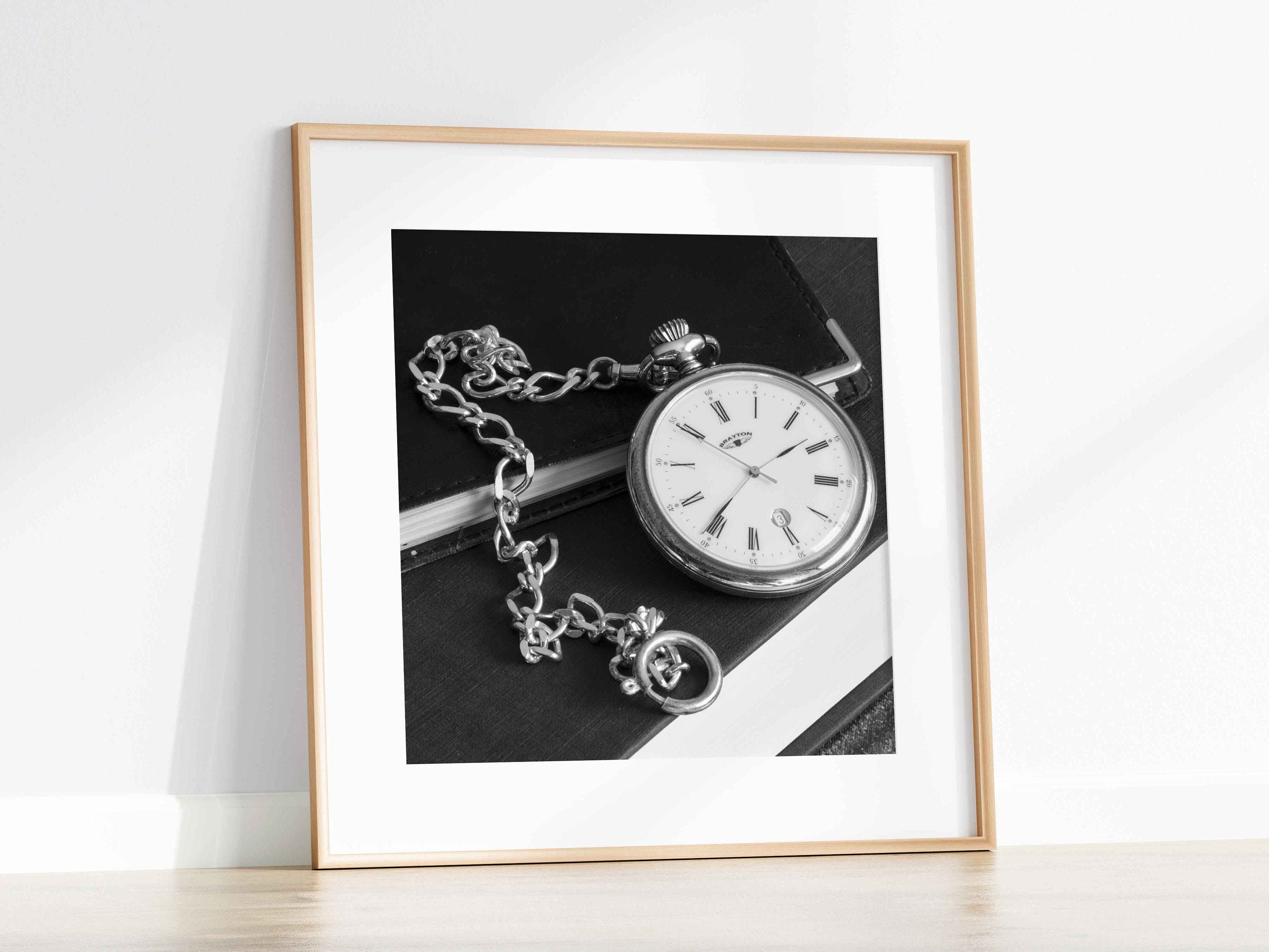 Black and White Vintage Pocket Watch Print, Digital Download, Printable ...
