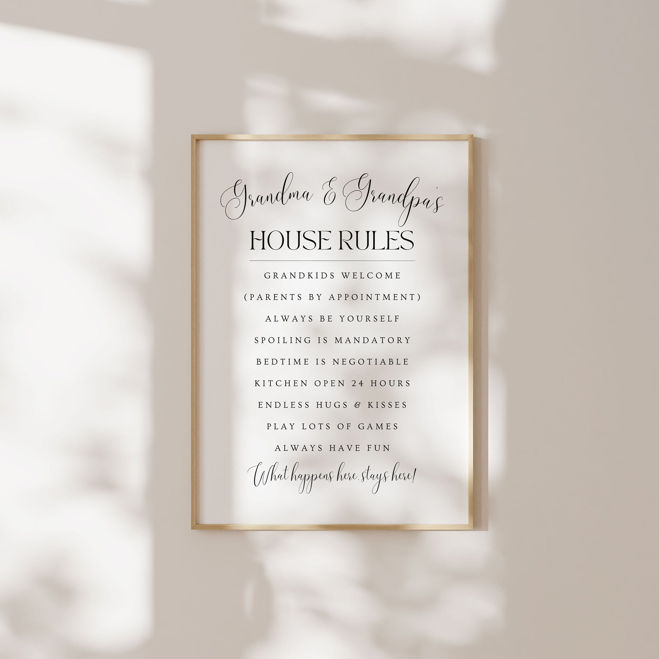 Grandma & Grandpa's House Rules Printable, House Rules Wall Art ...