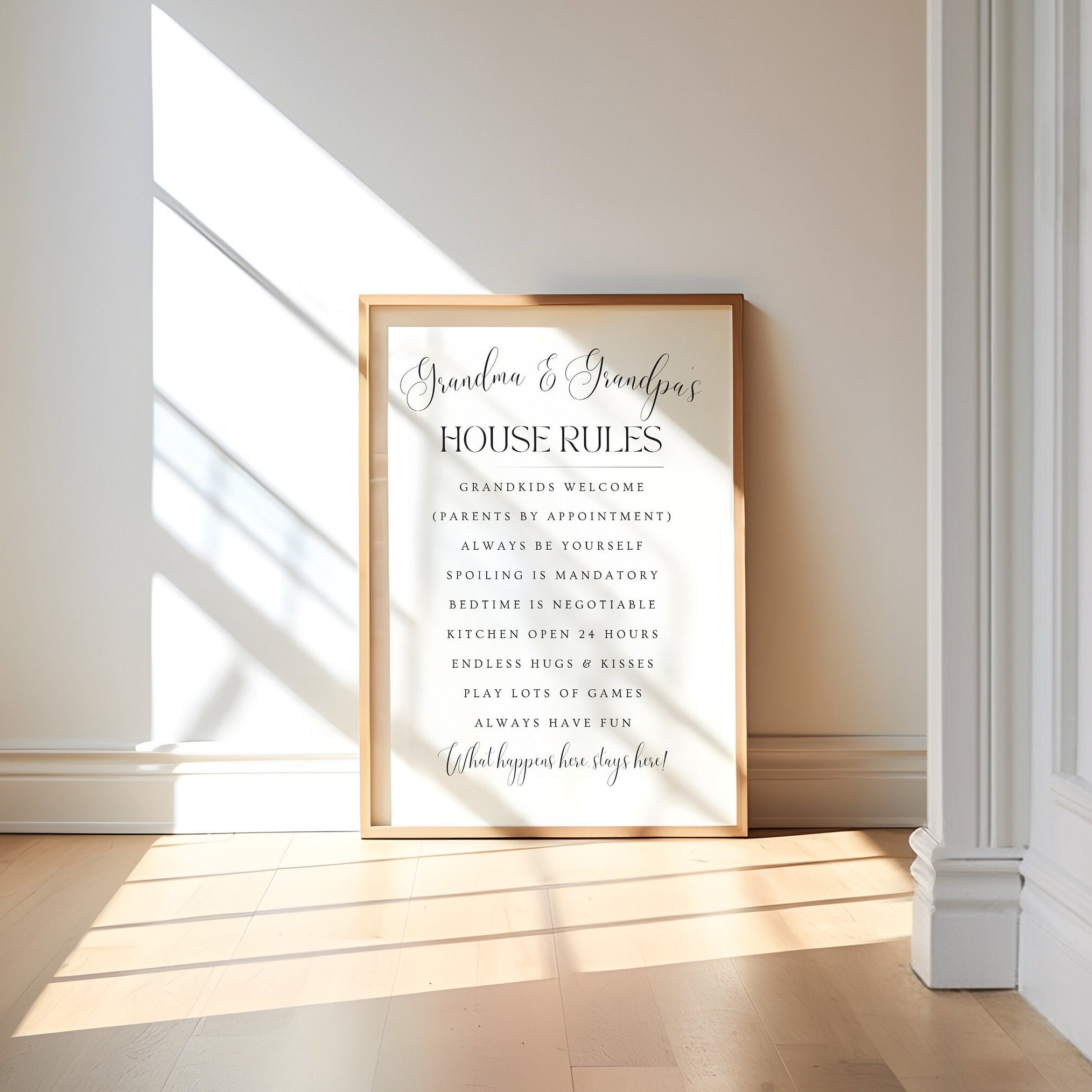 Grandma & Grandpa's House Rules Printable, House Rules Wall Art ...