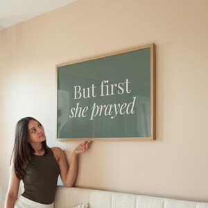 But First She Prayed Wall Art, Christian Bible Verse Decor, Minimalist ...