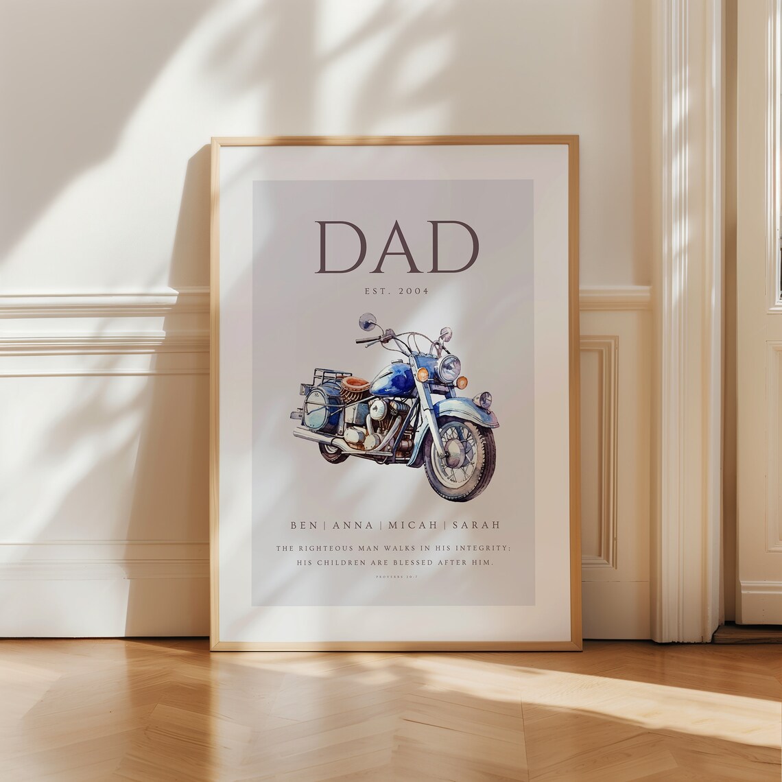 Proverbs 20:7, the Righteous Man, Custom Gift for Dad, Christian Gift ...