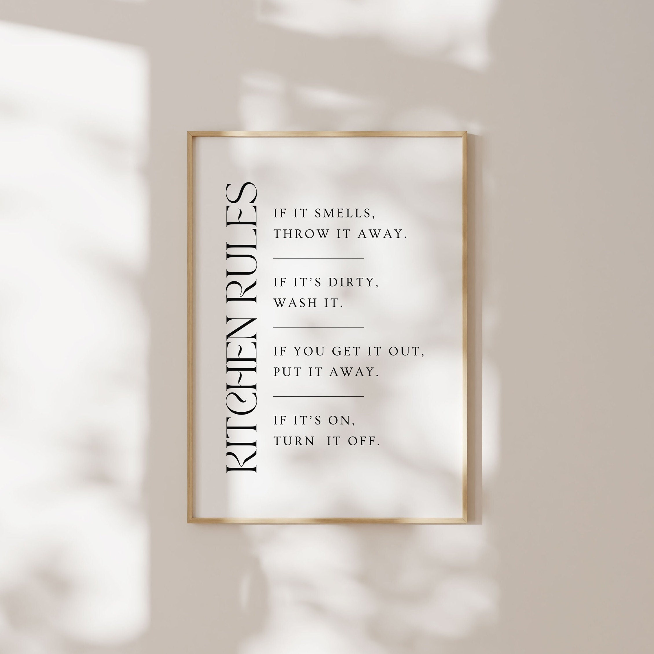 Kitchen Rules Wall Art, Kitchen Rules Printable, Kitchen Wall Decor ...