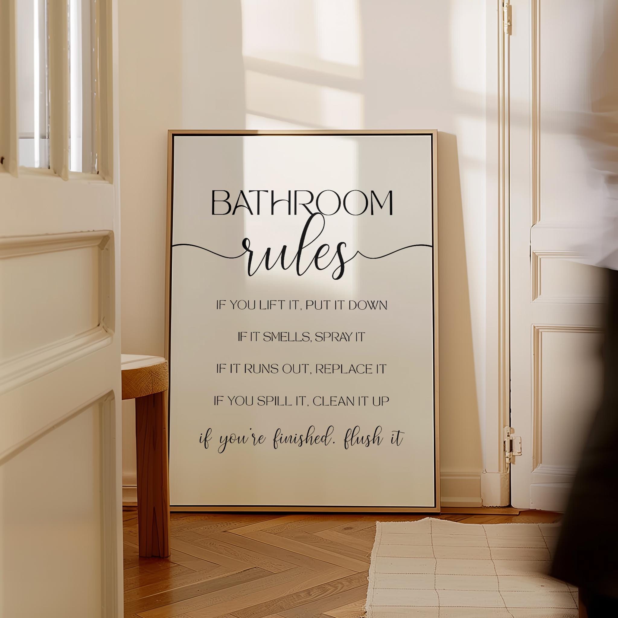 Bathroom Rules Printable, Bathroom Rules Wall Art, Bathroom Wall Decor ...