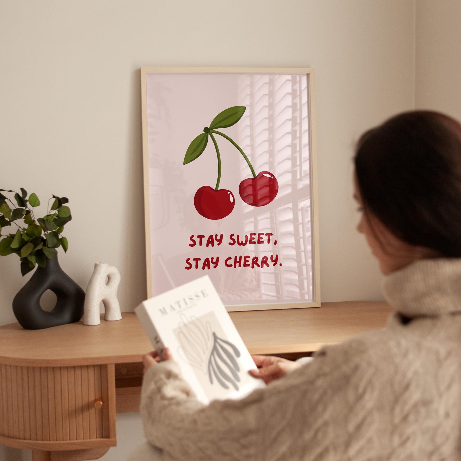 Stay Sweet, Stay Cherry, Cherry Wall Art, Cute Cherry Prints, Cherry ...