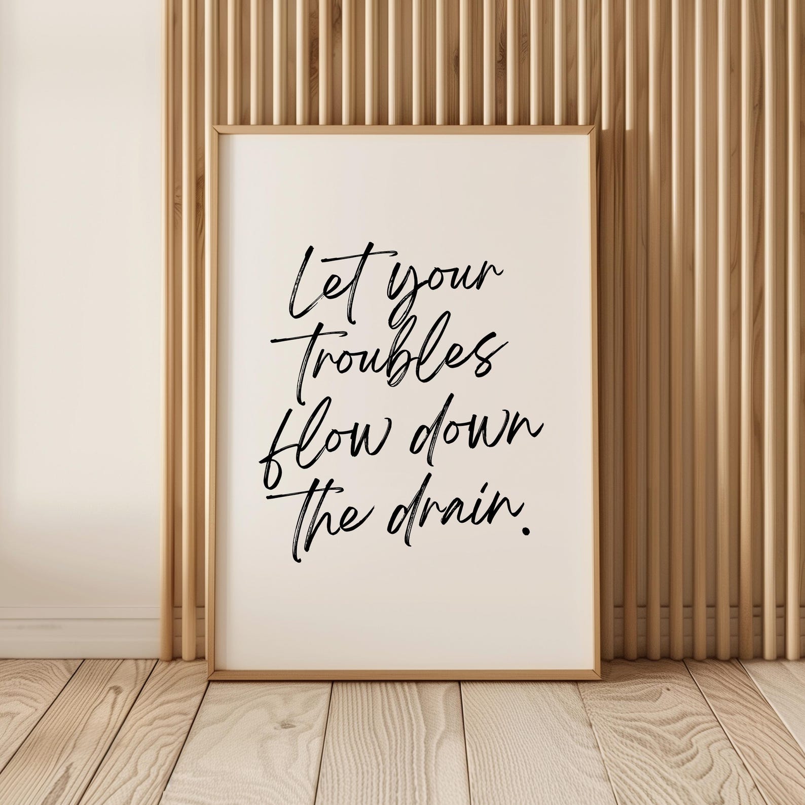 Let Your Troubles Flow Down the Drain, Bathroom Quote Wall Art ...