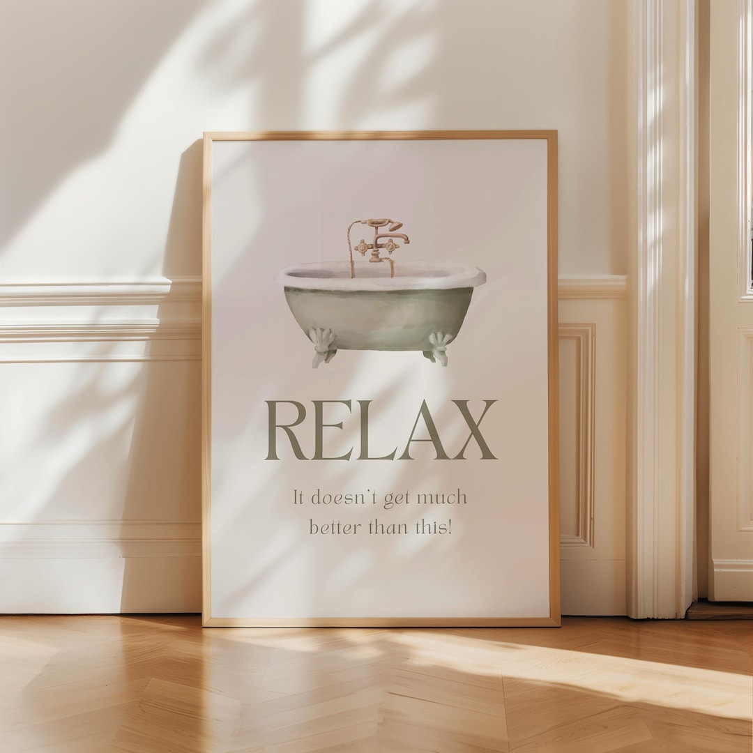 Relax Printable Wall Art, Bathtub Wall Art, Washroom Wall Art, Modern ...