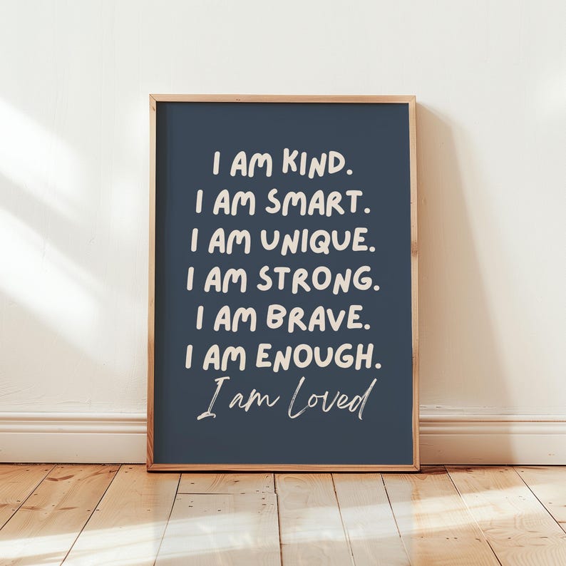I Am Kind, I Am Smart, Nursery Affirmation Wall Art, Nursery Printable ...