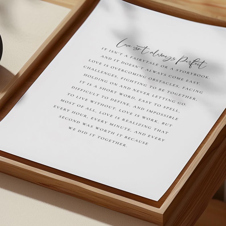 Love Isn't Always Perfect, Love Quote Wall Art, Romantic Quote, Wedding ...