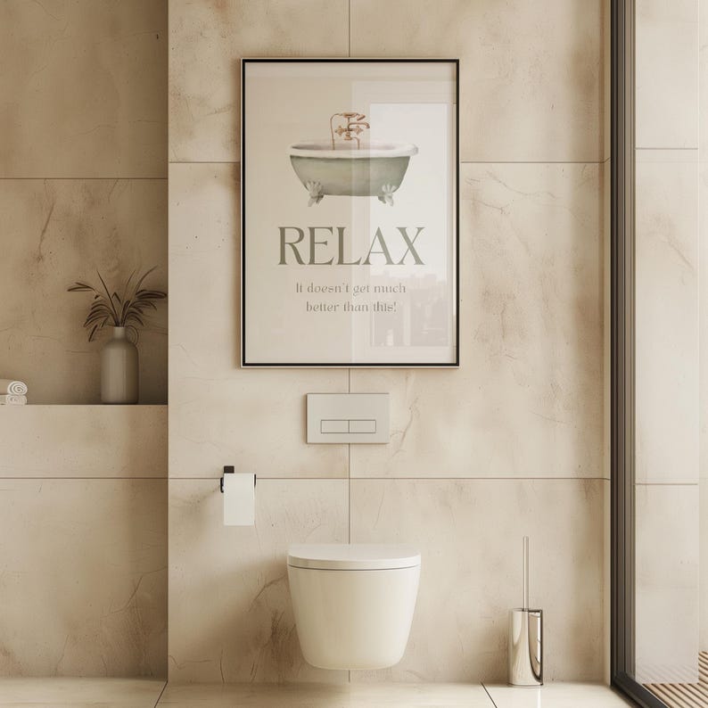 Relax Printable Wall Art, Bathtub Wall Art, Washroom Wall Art, Modern ...