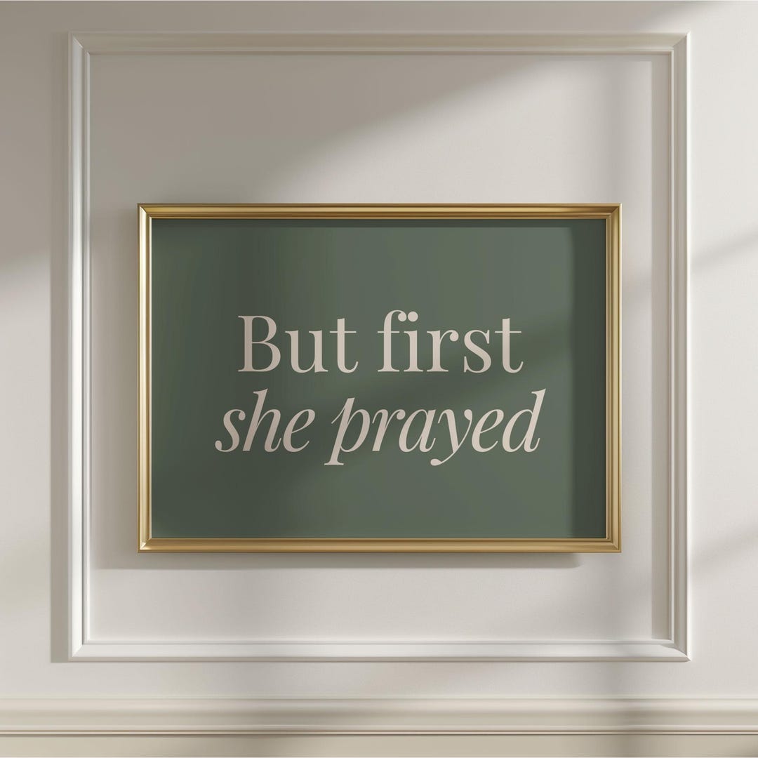 But First She Prayed Wall Art, Christian Bible Verse Decor, Minimalist ...