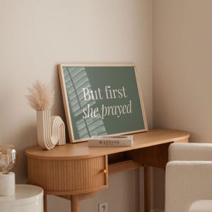 But First She Prayed Wall Art, Christian Bible Verse Decor, Minimalist ...