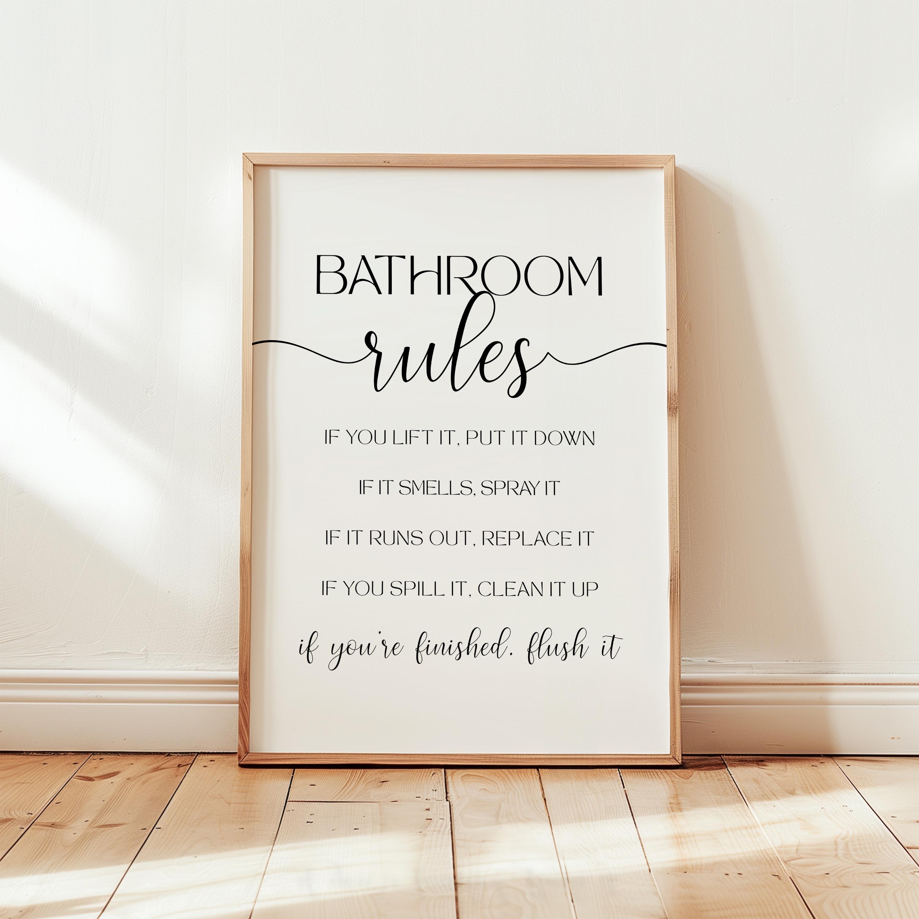 Bathroom Rules Printable, Bathroom Rules Wall Art, Bathroom Wall Decor ...