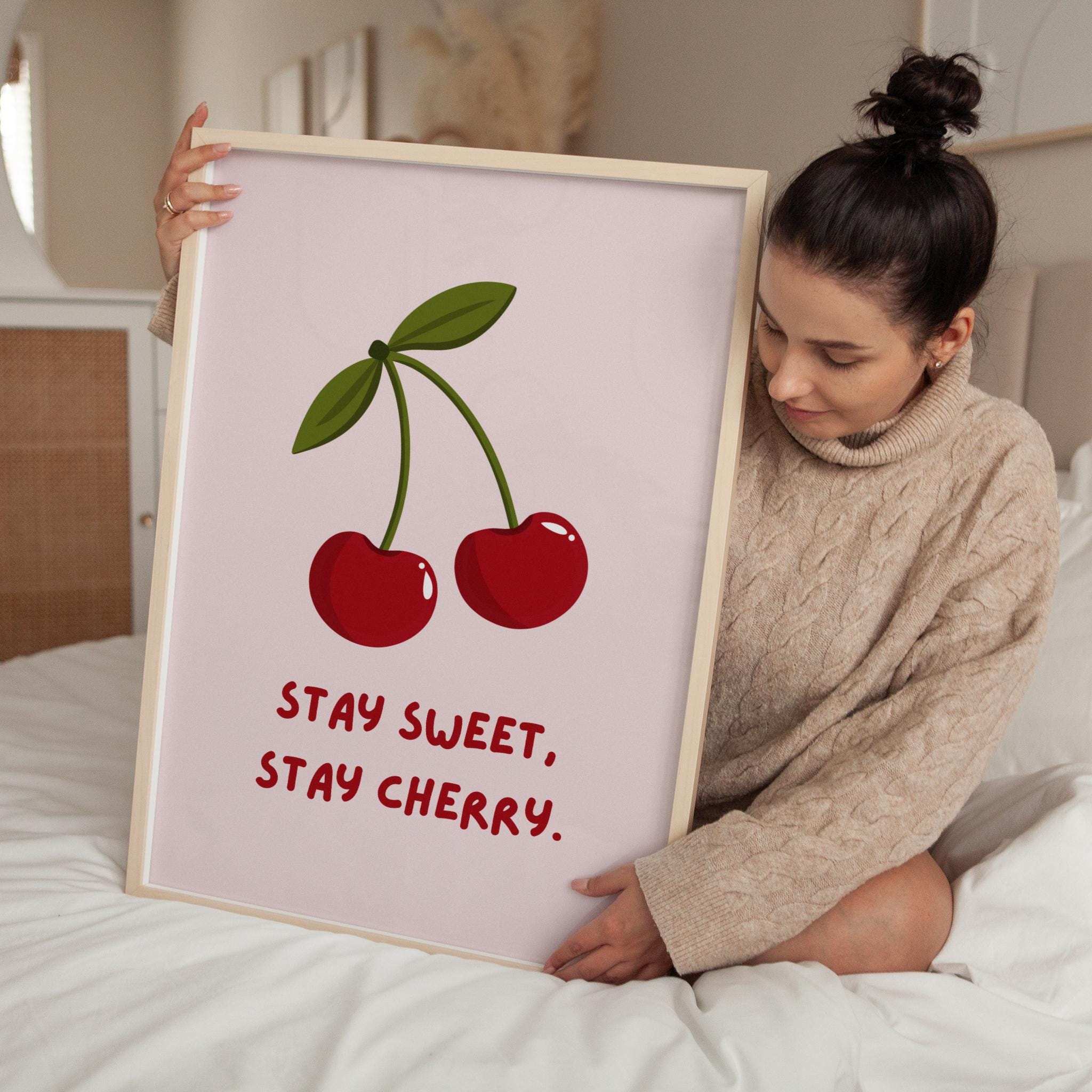 Stay Sweet, Stay Cherry, Cherry Wall Art, Cute Cherry Prints, Cherry ...