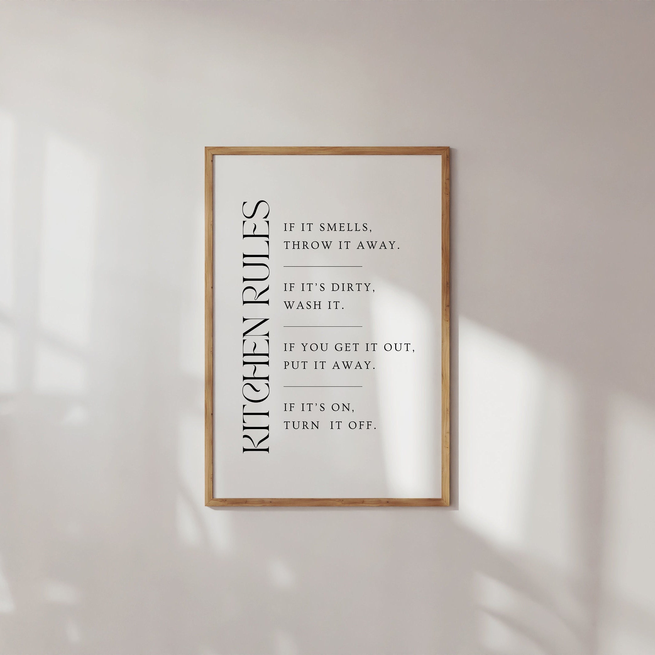 Kitchen Rules Wall Art, Kitchen Rules Printable, Kitchen Wall Decor ...