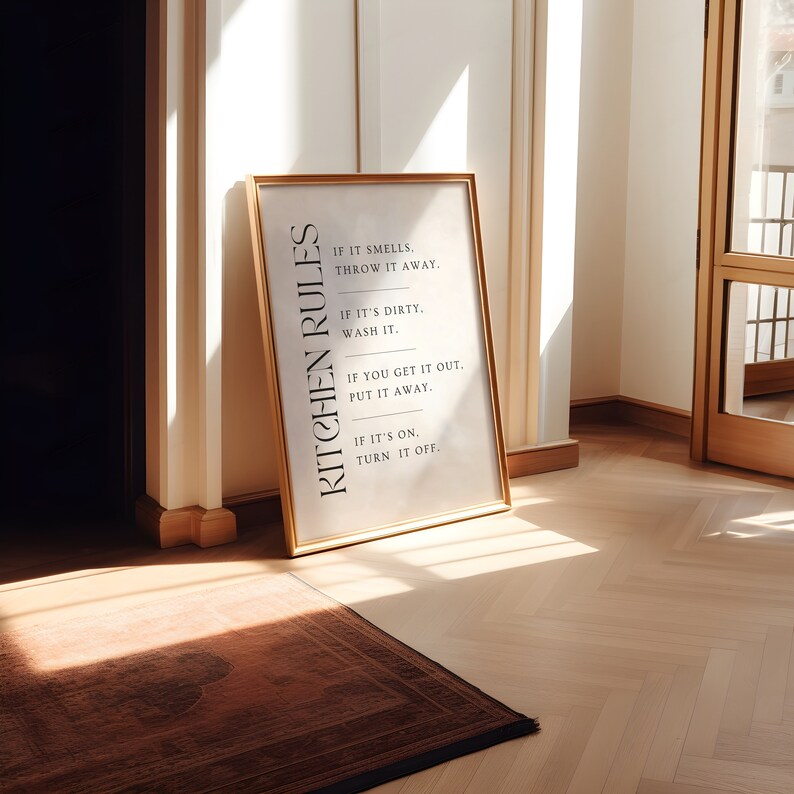 Kitchen Rules Wall Art, Kitchen Rules Printable, Kitchen Wall Decor ...