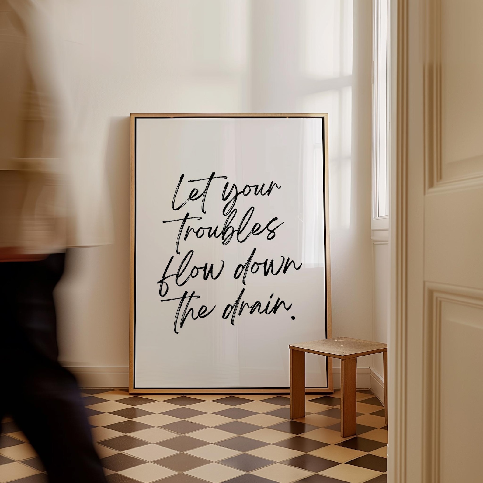 Let Your Troubles Flow Down the Drain, Bathroom Quote Wall Art ...