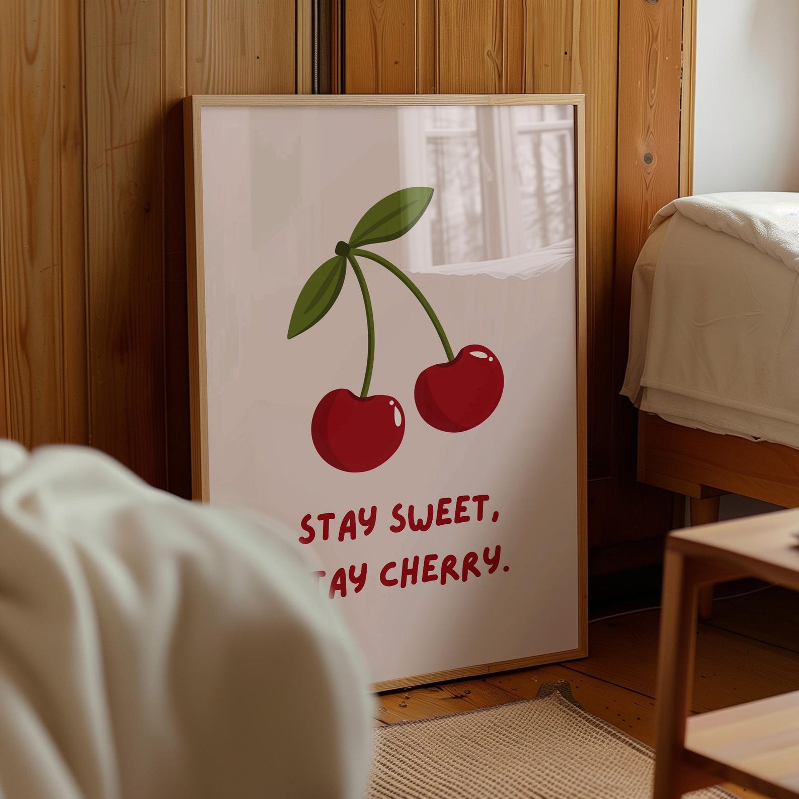 Stay Sweet, Stay Cherry, Cherry Wall Art, Cute Cherry Prints, Cherry Poster, Cherry Quote Wall ...