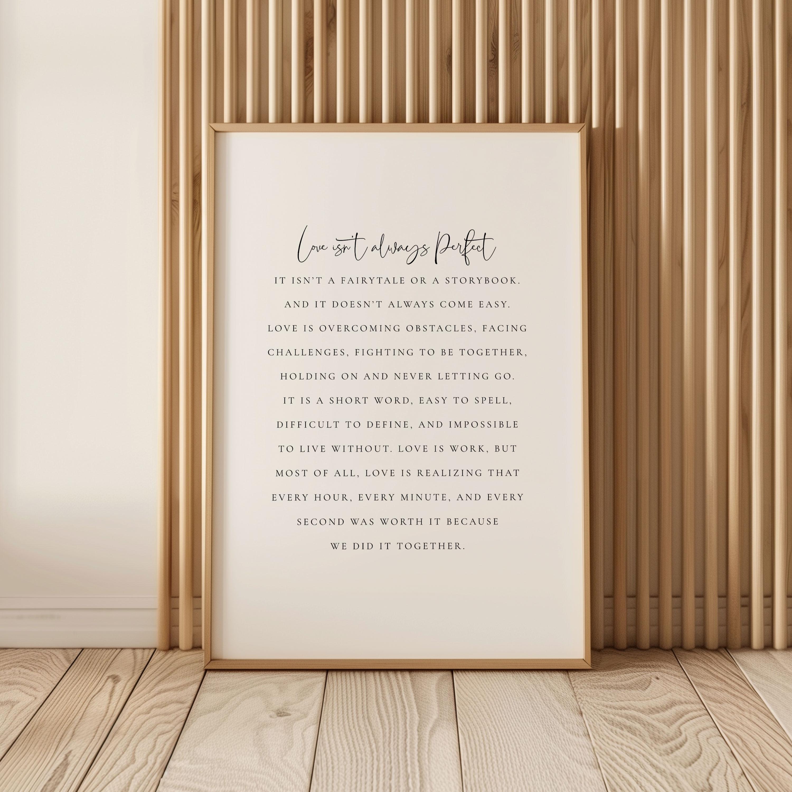 Love Isn't Always Perfect, Love Quote Wall Art, Romantic Quote, Wedding ...