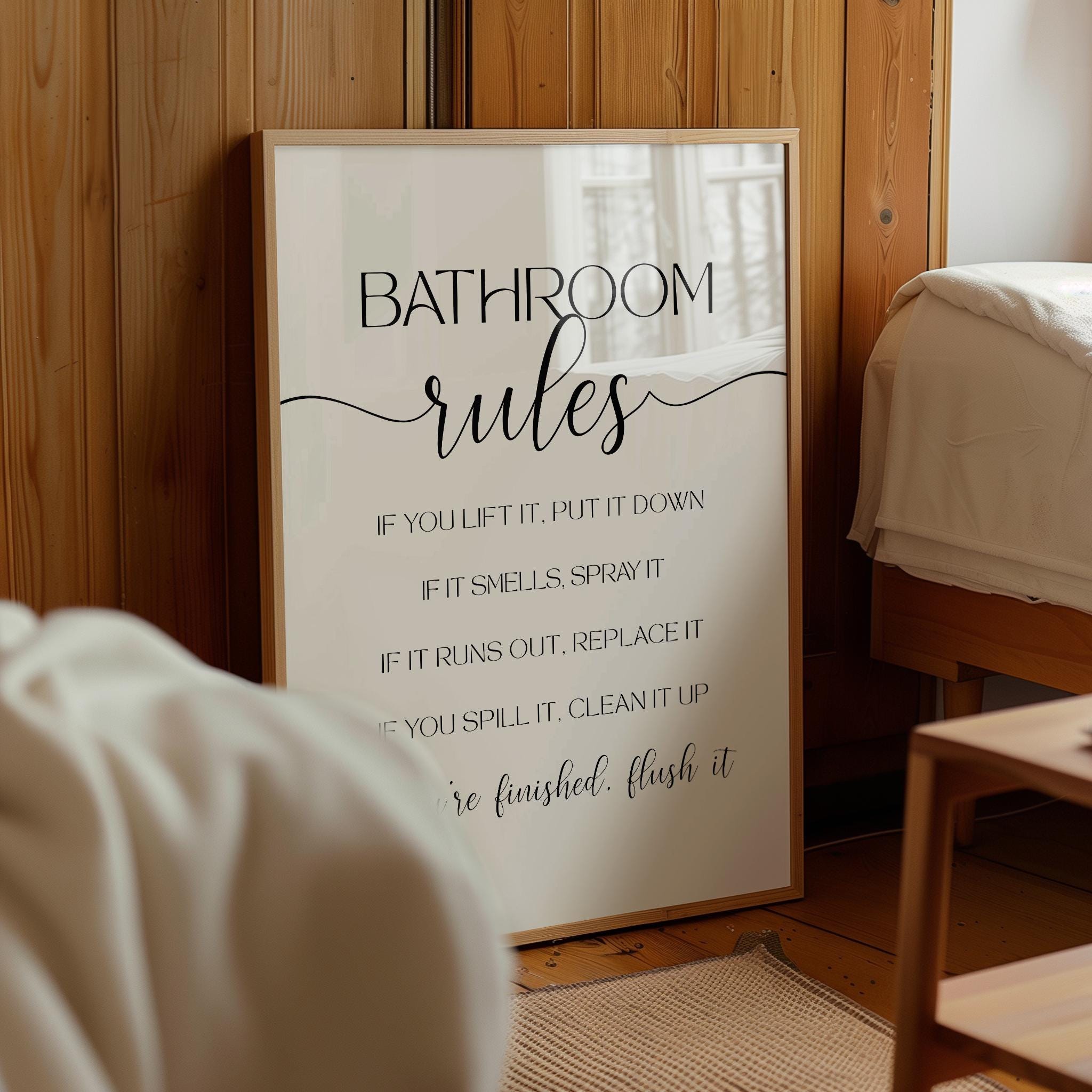 Bathroom Rules Printable, Bathroom Rules Wall Art, Bathroom Wall Decor ...