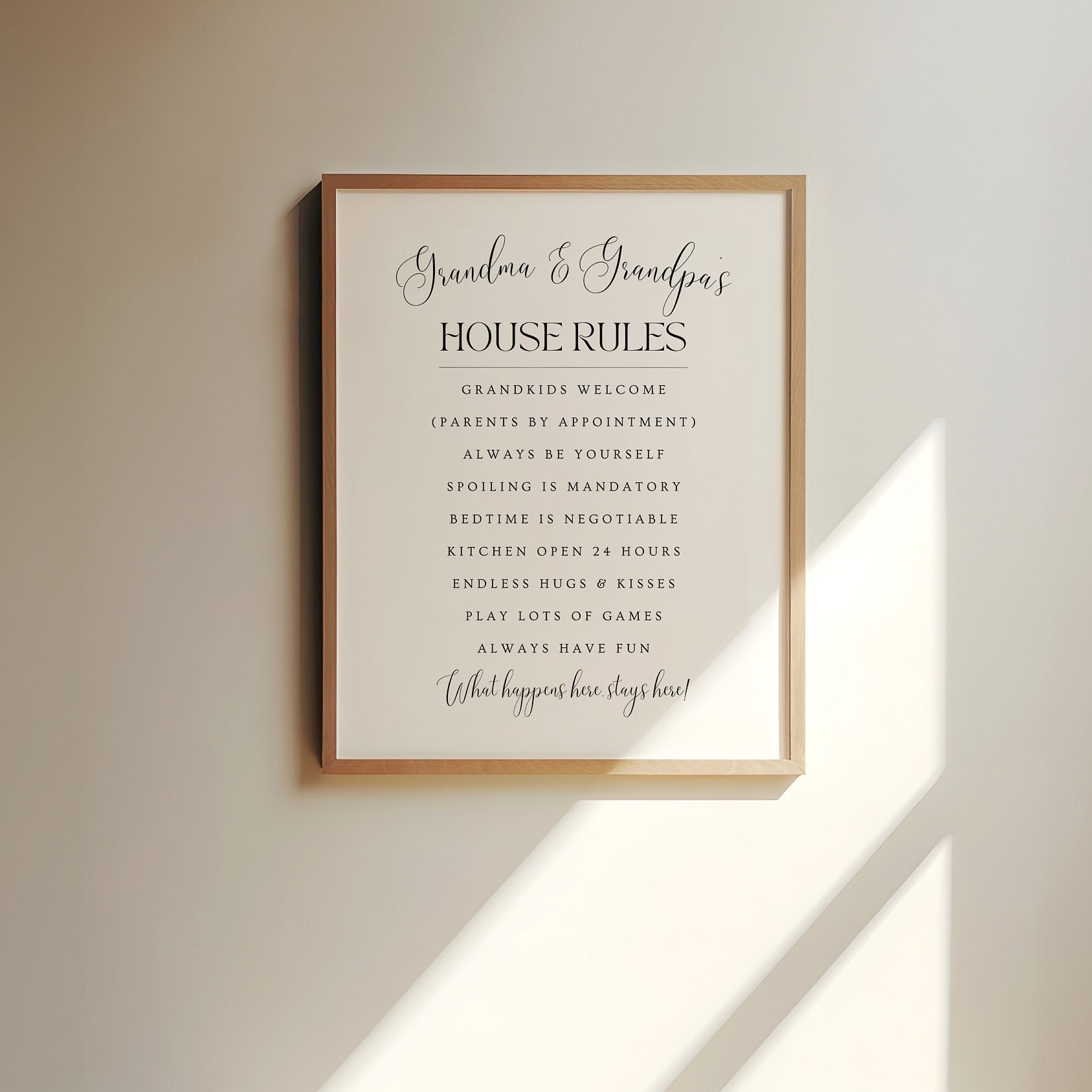 Grandma & Grandpa's House Rules Printable, House Rules Wall Art ...
