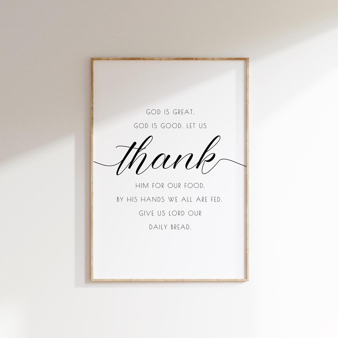 God is Great, God is Good, Kitchen Prayer Wall Art, Christian Kitchen ...