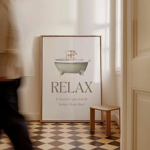 Relax Printable Wall Art, Bathtub Wall Art, Washroom Wall Art, Modern ...