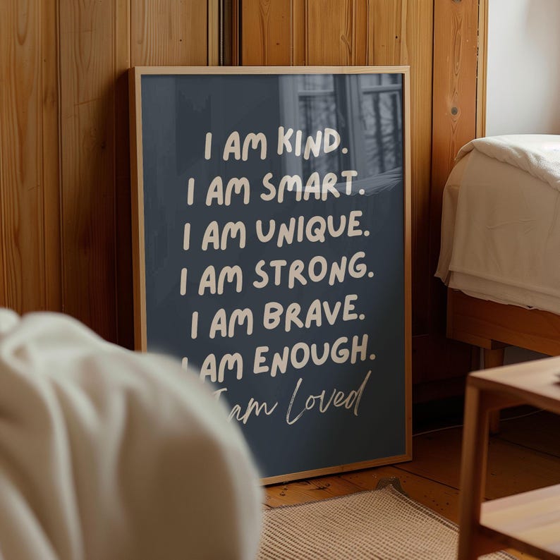 I Am Kind, I Am Smart, Nursery Affirmation Wall Art, Nursery Printable ...