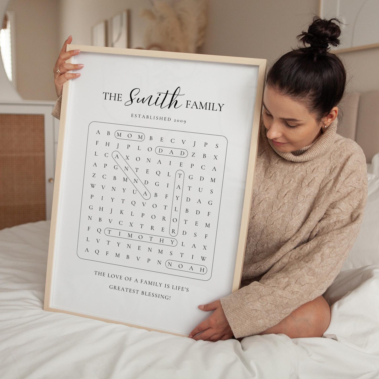 Custom Family Wordsearch Wall Art, Custom Family Name Print, Custom ...