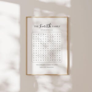 Custom Family Wordsearch Wall Art, Custom Family Name Print, Custom ...