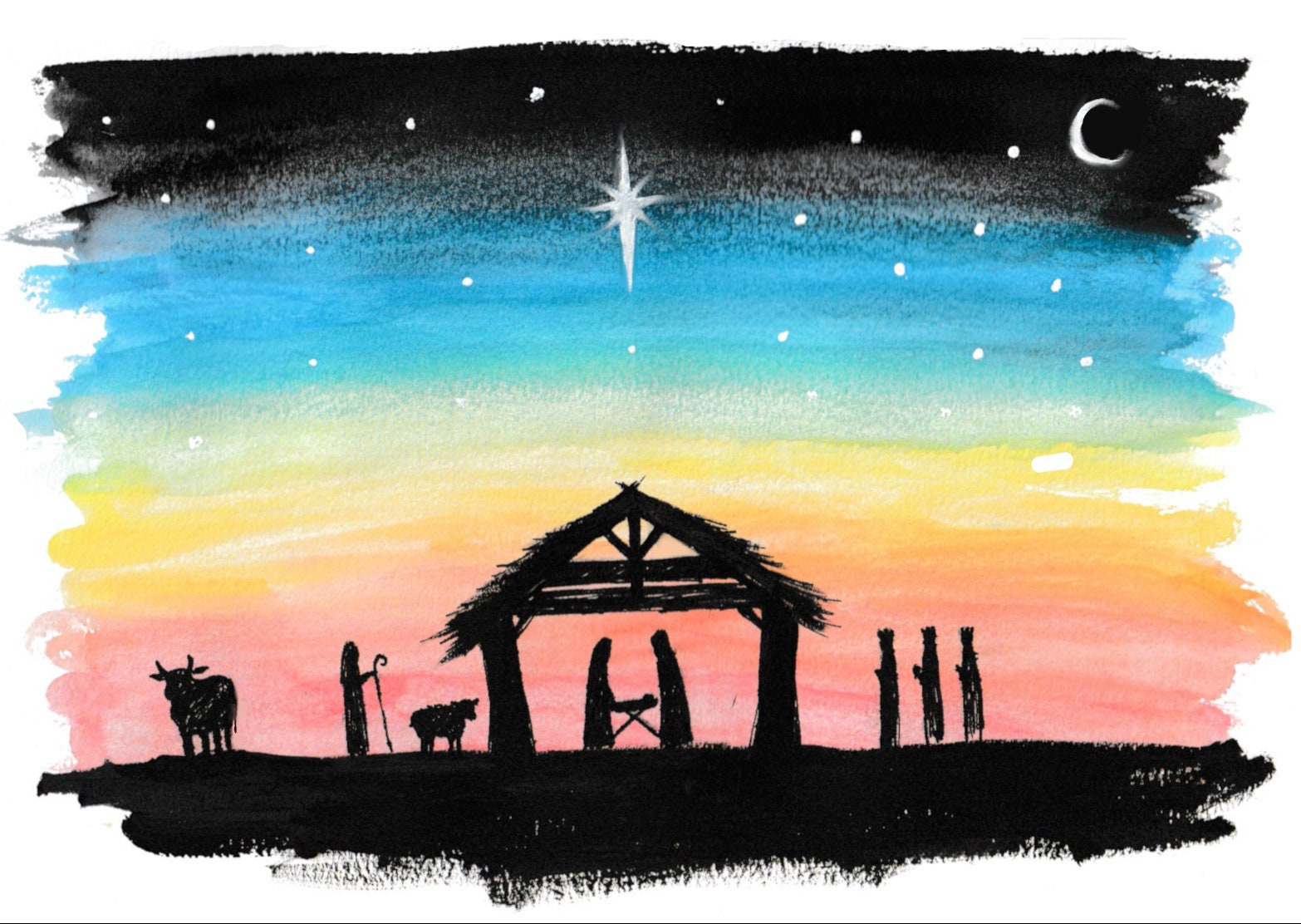 Nativity Star Luxury Handmade Christmas Card - Etsy