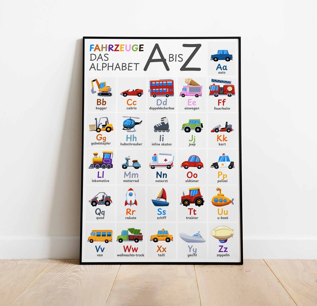Alphabet Poster in German Language: ABC Transportation Nursery Wall Art ...