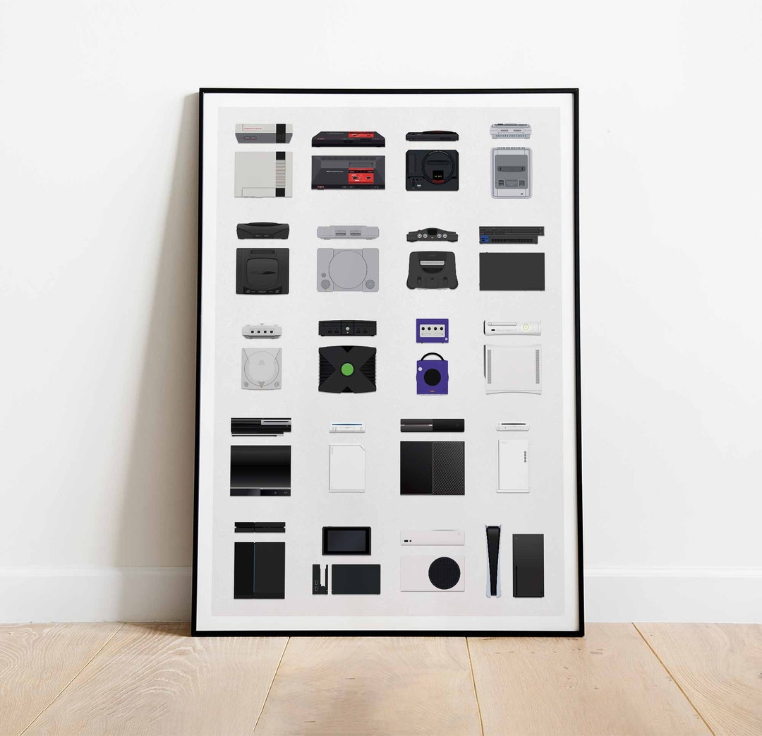 Video Game Consoles Poster, Retro Game Console Print, Game Room Decor ...