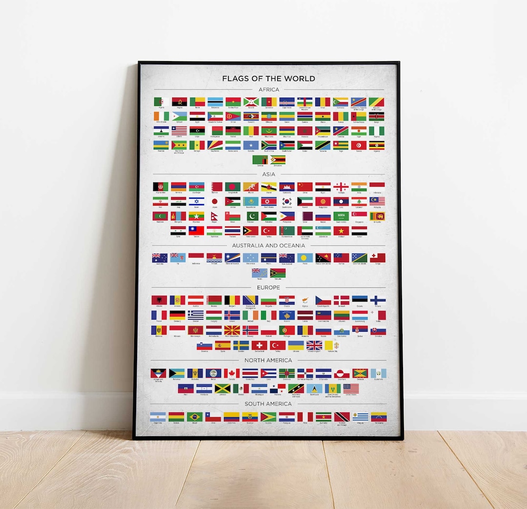Flags of the World Poster: Educational Geography Print (unframed) - Etsy