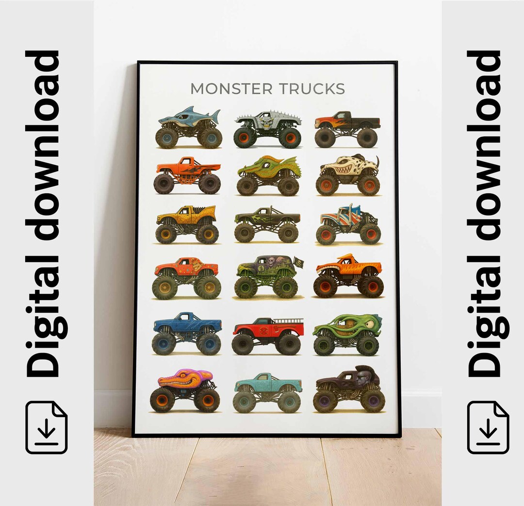 Monster Truck Collage Print: Boy Room Decor (digital Download) - Etsy