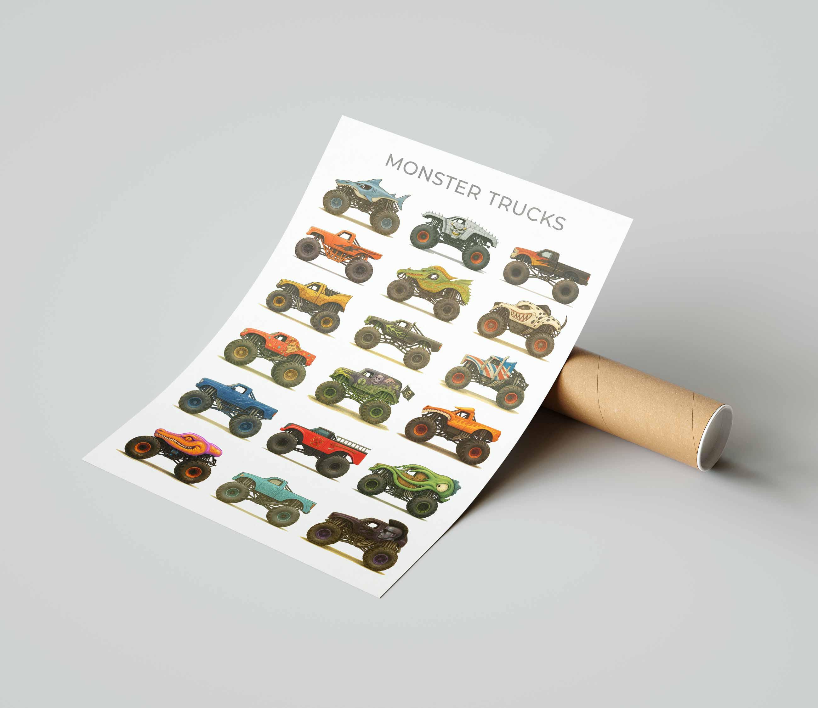 Monster Truck Poster, Monster Jam Print, Extreme Offroad Vehicle ...